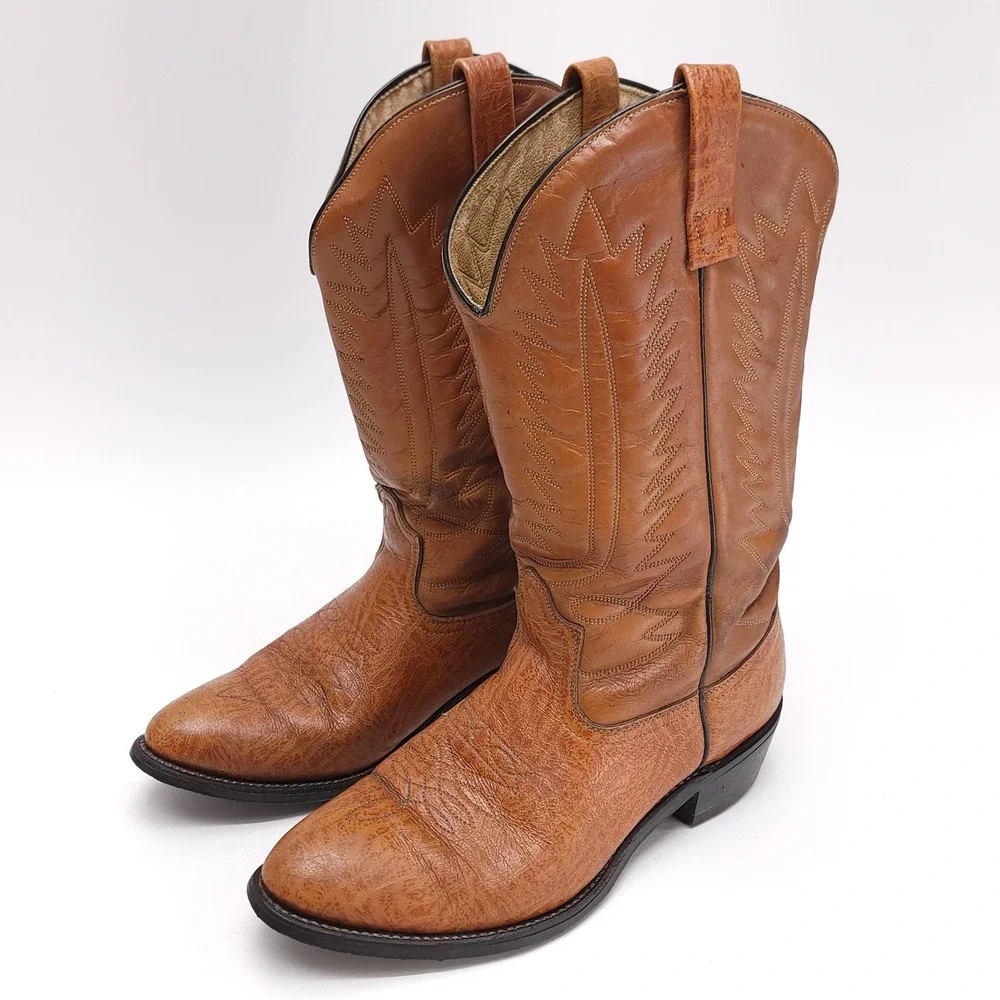 Mason | Shoes | Mason Mens Brown Leather Western Cowboy Boots Made In ...